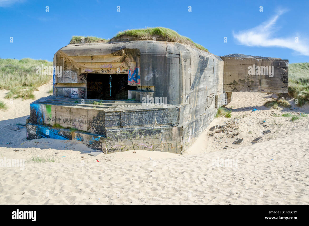 German Second World War Two bunker (Blockhaus) on Bleriot-Plage beach ...