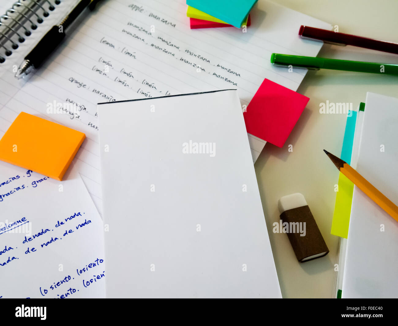 Learning other language writing words on the notebook. You can write ...