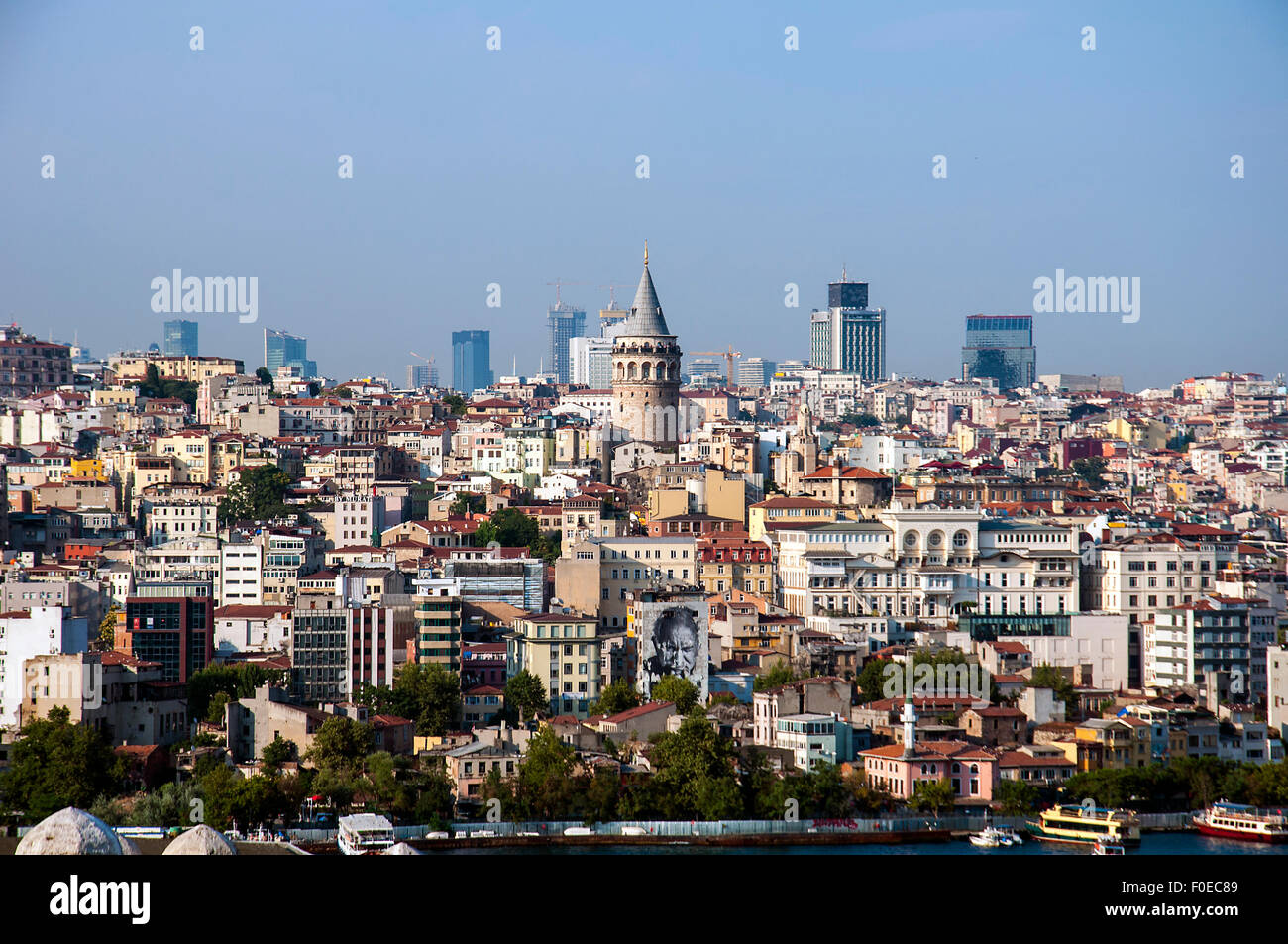 Beyoglu district historic architecture and Galata tower medieval ...