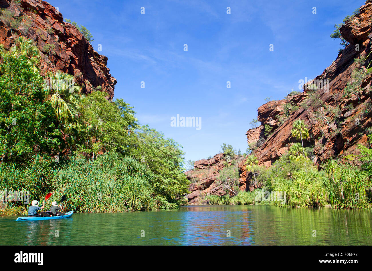 Kayaking in Lawn Hill Gorge Stock Photo - Alamy