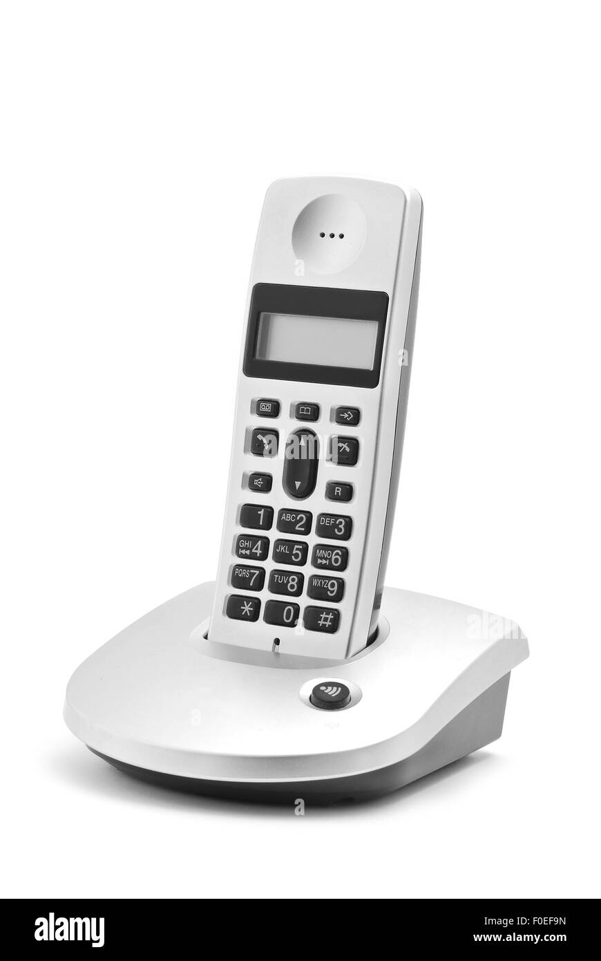 wireless gray telephone on white Stock Photo - Alamy