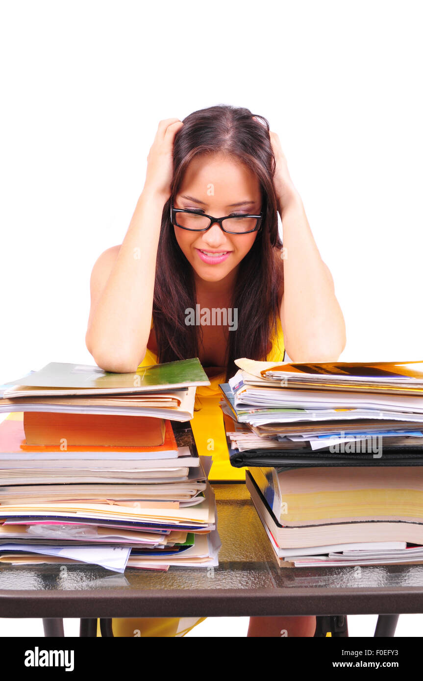 Stressed student studying Cut Out Stock Images & Pictures - Alamy