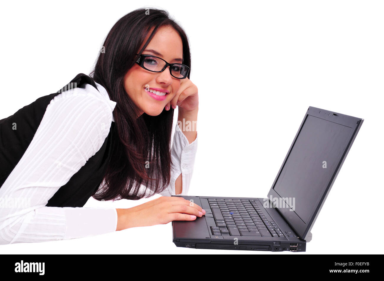 Beautiful female teenager laptop isolated hi-res stock photography and ...