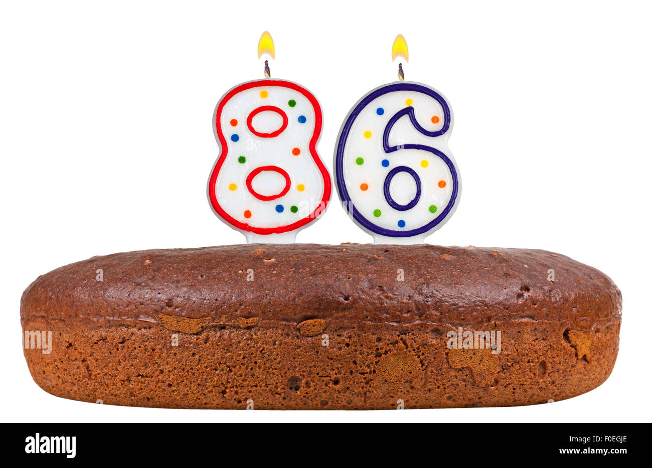 birthday cake with candles number eighty six Stock Photo - Alamy
