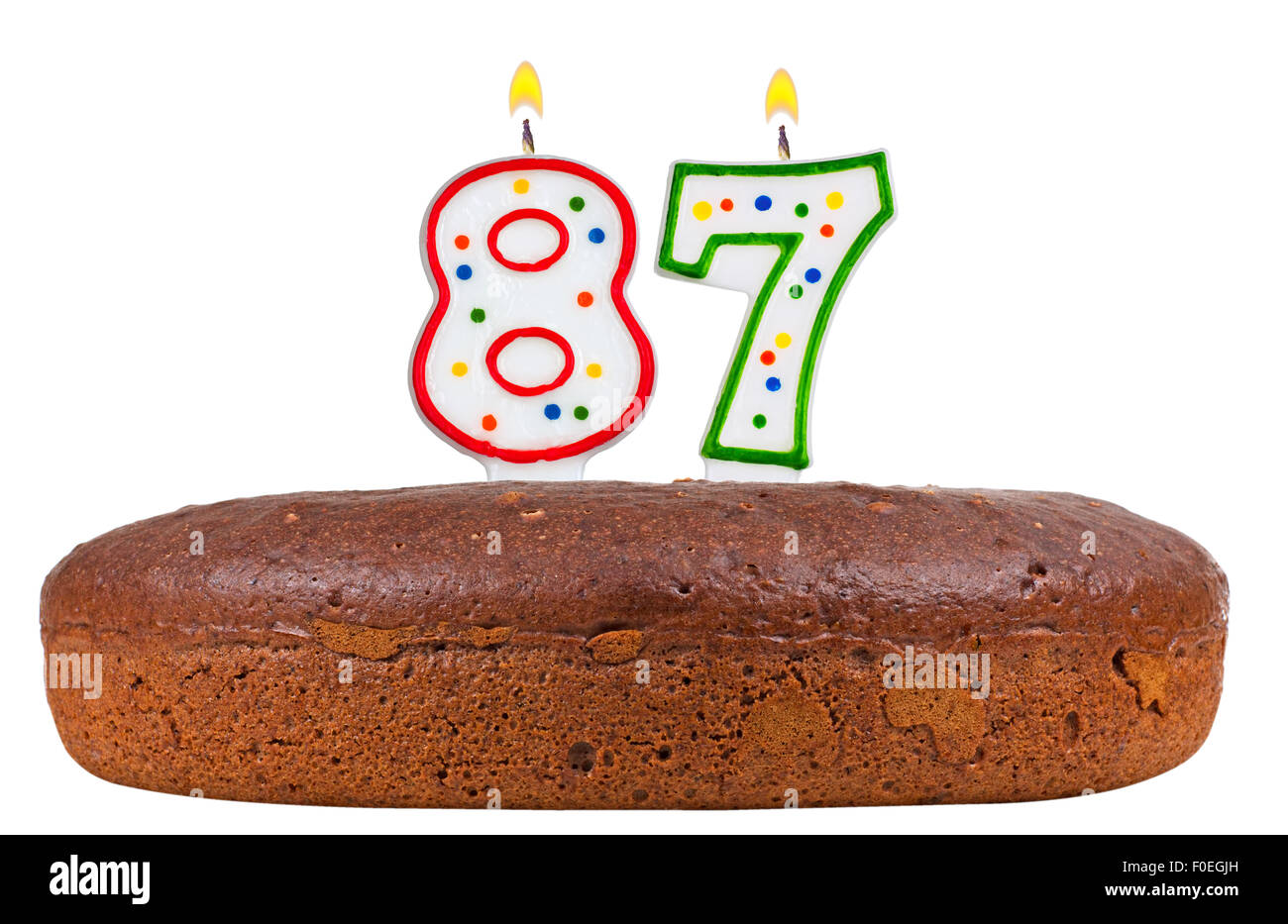 birthday cake with candles number eighty seven Stock Photo - Alamy
