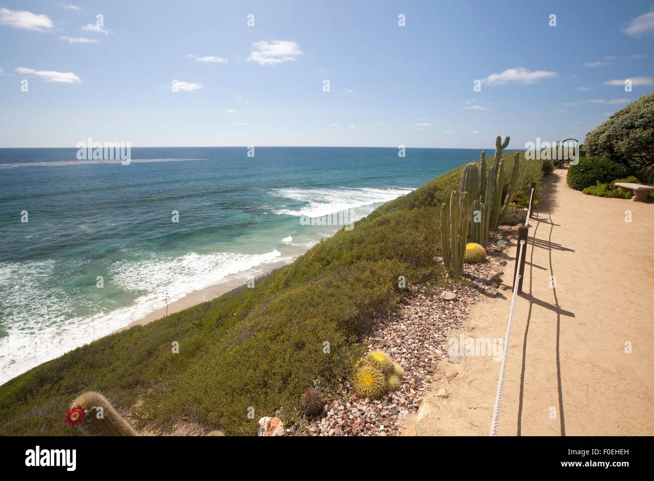 Cliffs, water and landscape views of Encinitas beach area Stock Photo ...