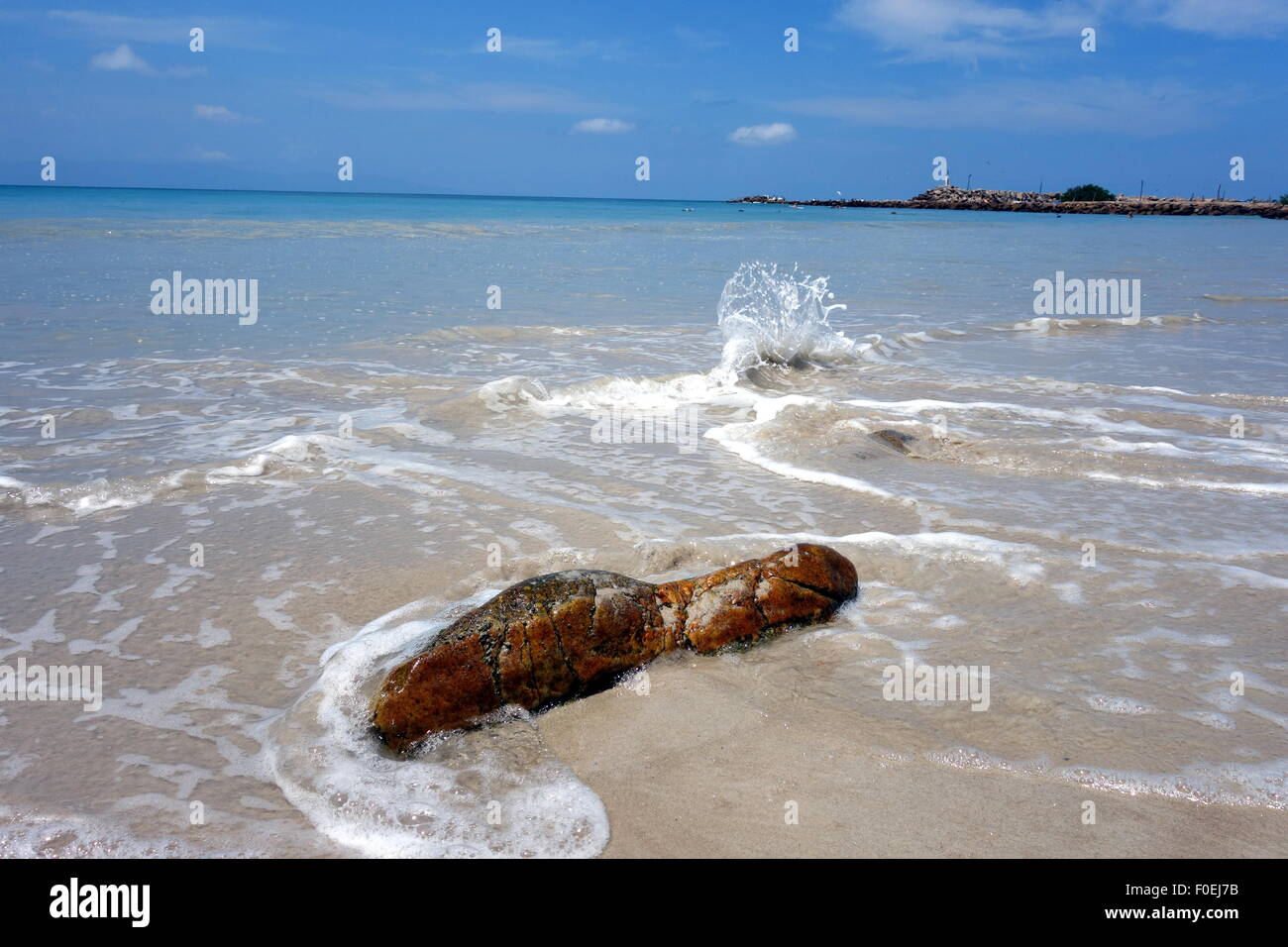 Sea water washing stone at the beach in Punta Mita, Mexico Stock Photo ...