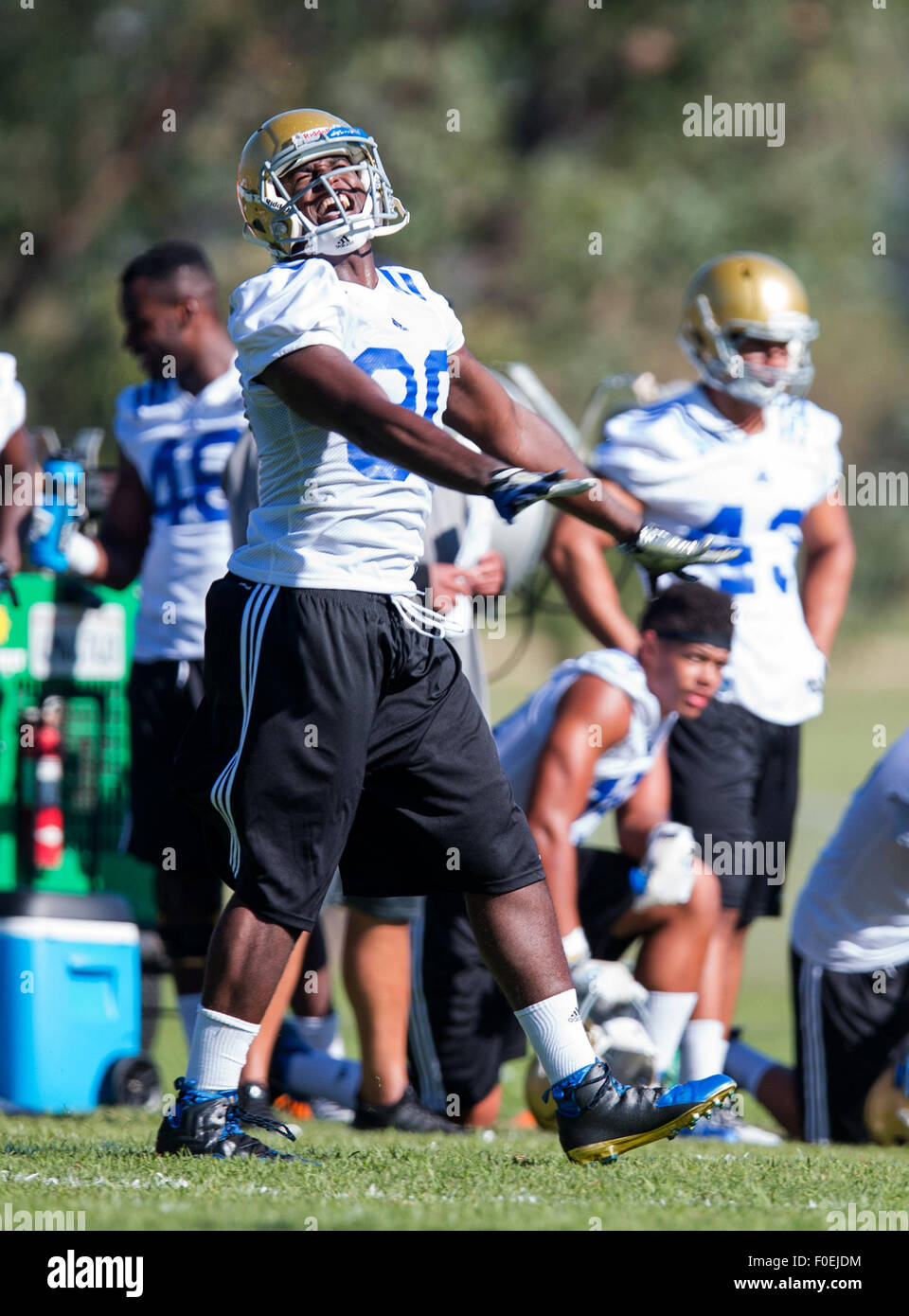 San Bernardino, CA. 10th Aug, 2015. UCLA linebacker(30) Myles Jack ...