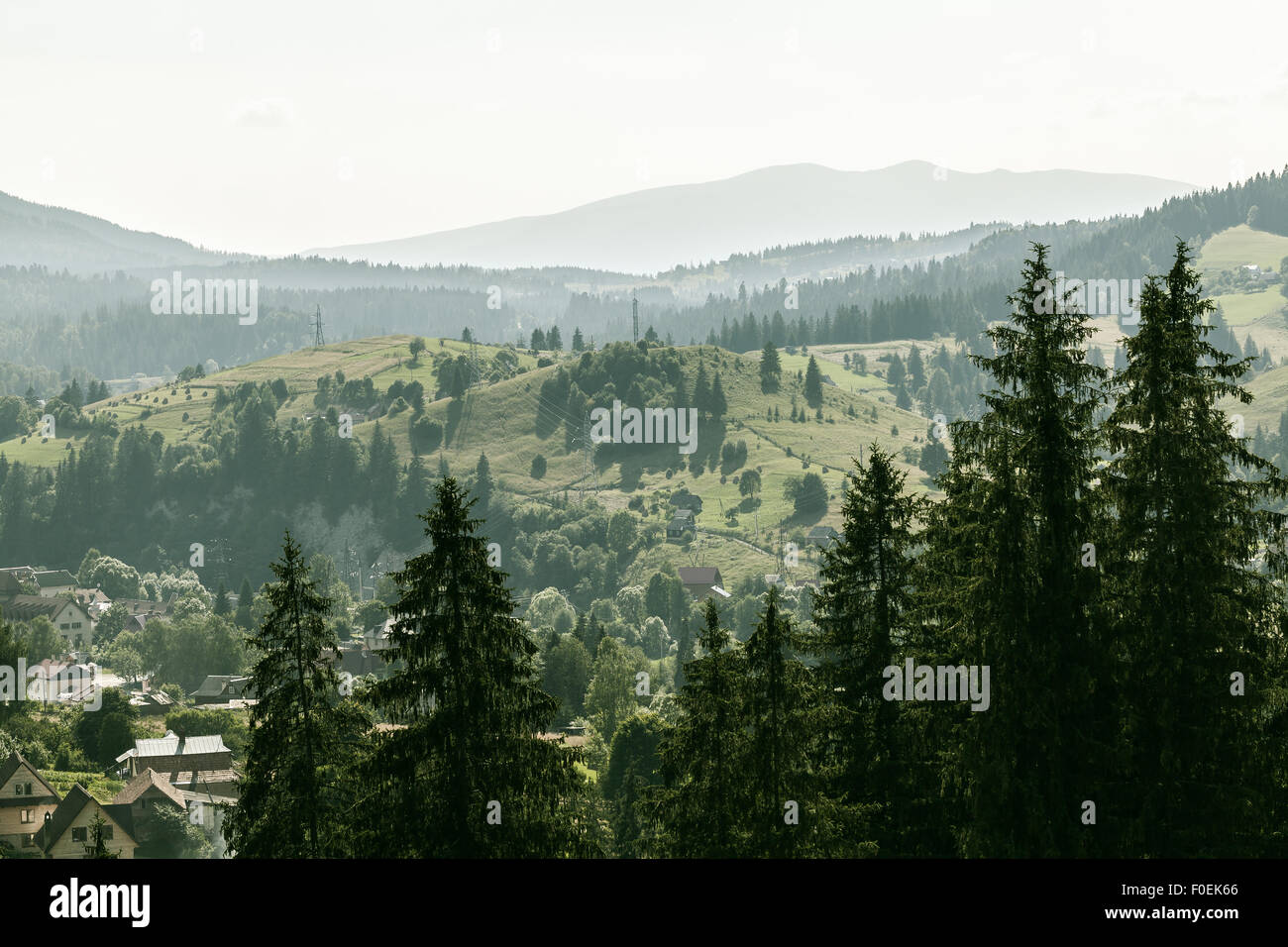 Rural mountain landscape of the Montenegrin ridge in Carpathians Stock ...