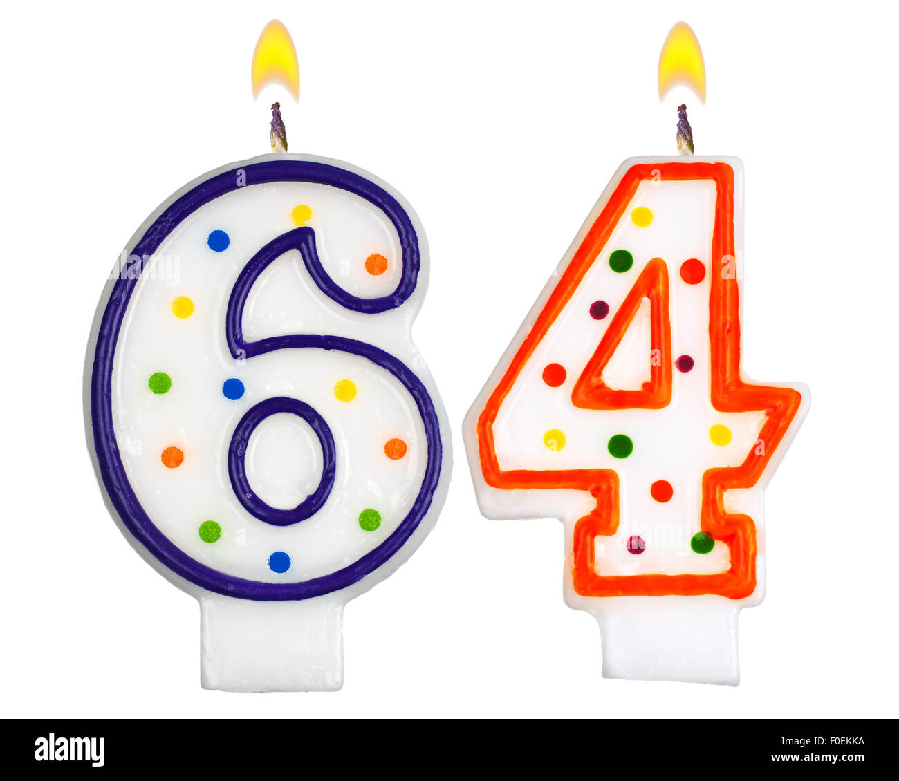 Birthday candles number sixty four Stock Photo - Alamy