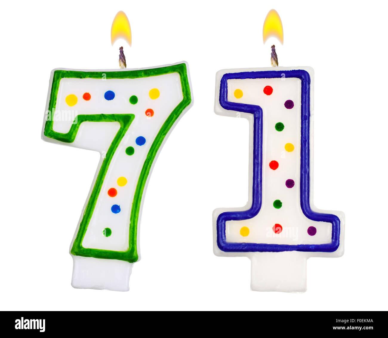 Birthday candles number seventy one Stock Photo - Alamy