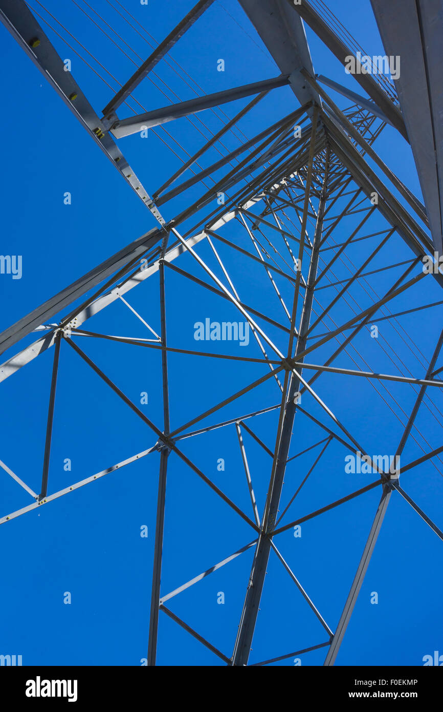 Frameword holding up overhead power lines for electricity Stock Photo ...