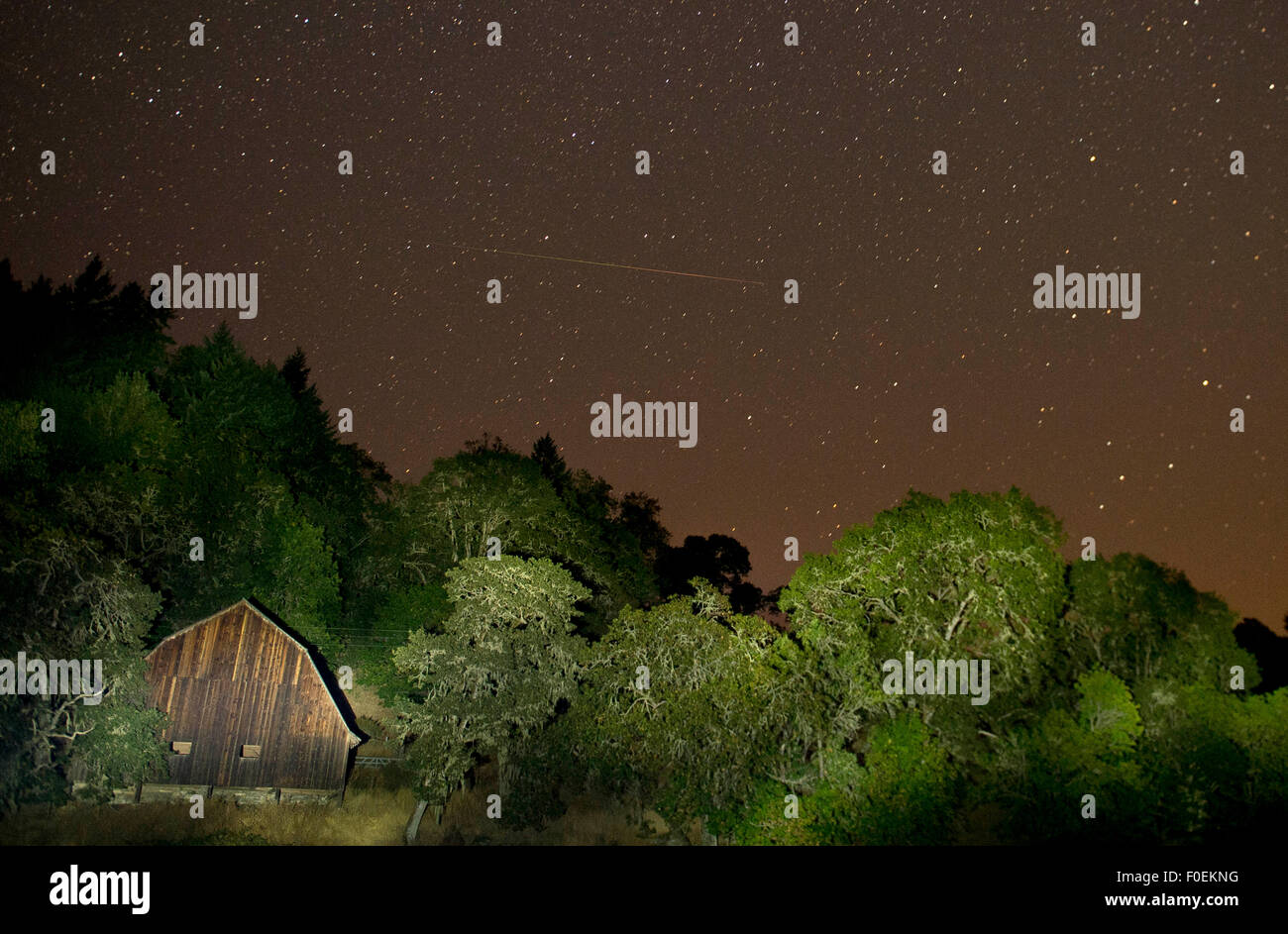 Elkton, Oregon, USA. 13th Aug, 2015. A shooting star in the skies over ...