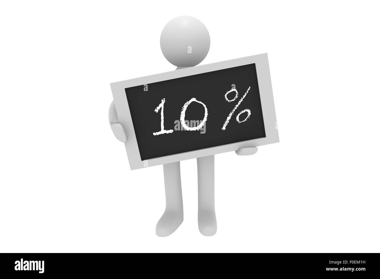 3d man with a blackboard and the words 10 percent Stock Photo - Alamy