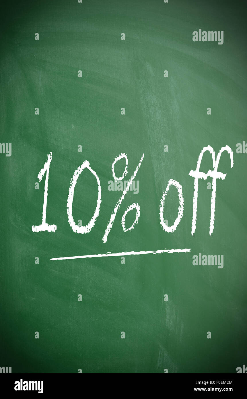 Texture of a blackboard with 10 percent off Stock Photo - Alamy