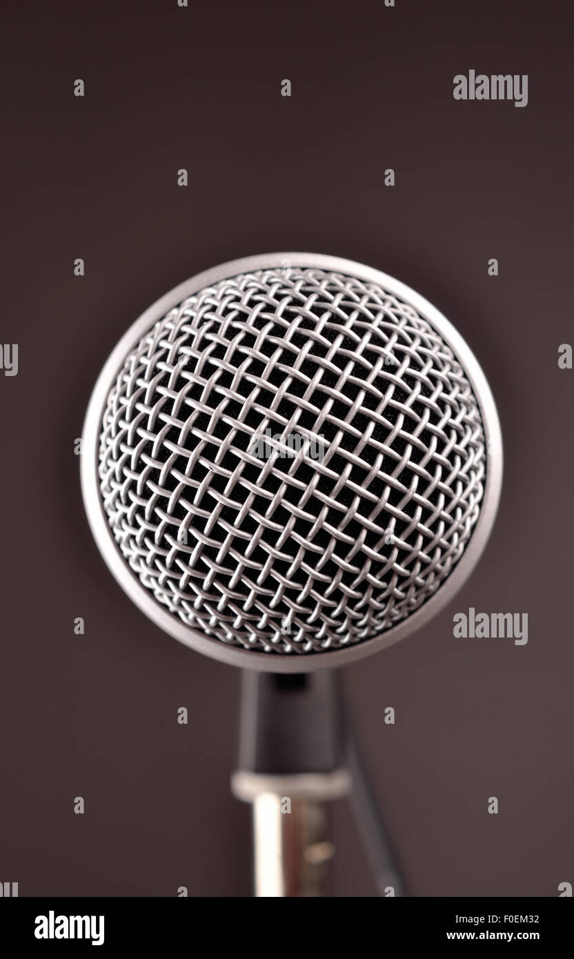 Modern microphone in a studio, close up with focus on foreground Stock ...