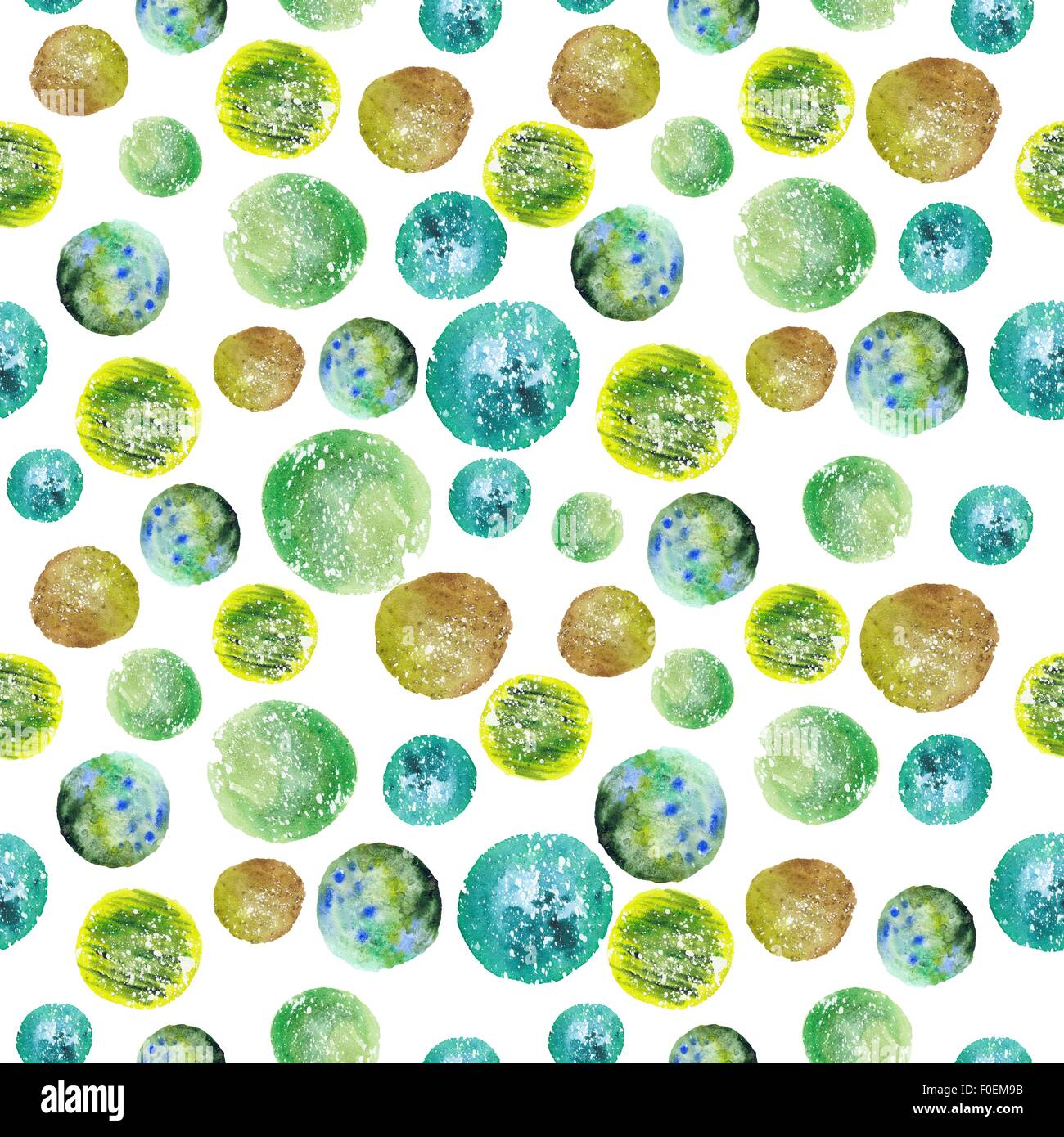Abstract seamless geometric hand-painted texture with funny round ...