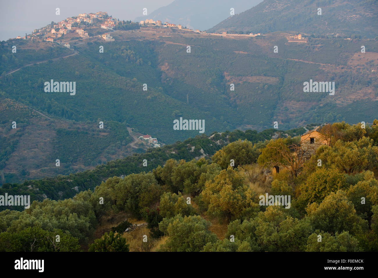 Old Alonissos hill-top village, Alonissos island, Greece, September ...