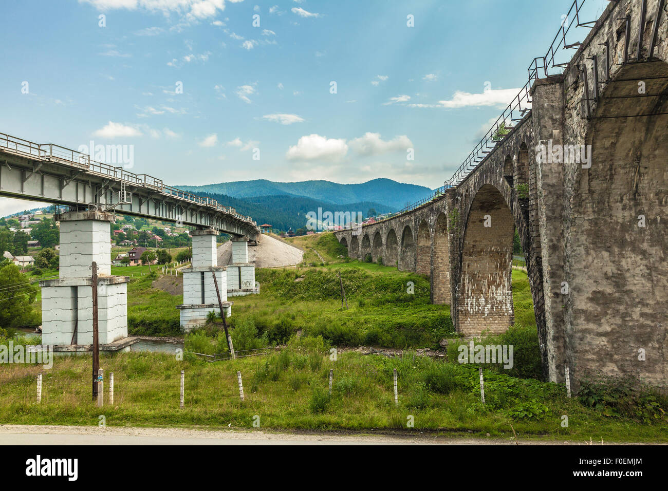Old Austrian bridge viaduct in the Carpathians Stock Photo - Alamy