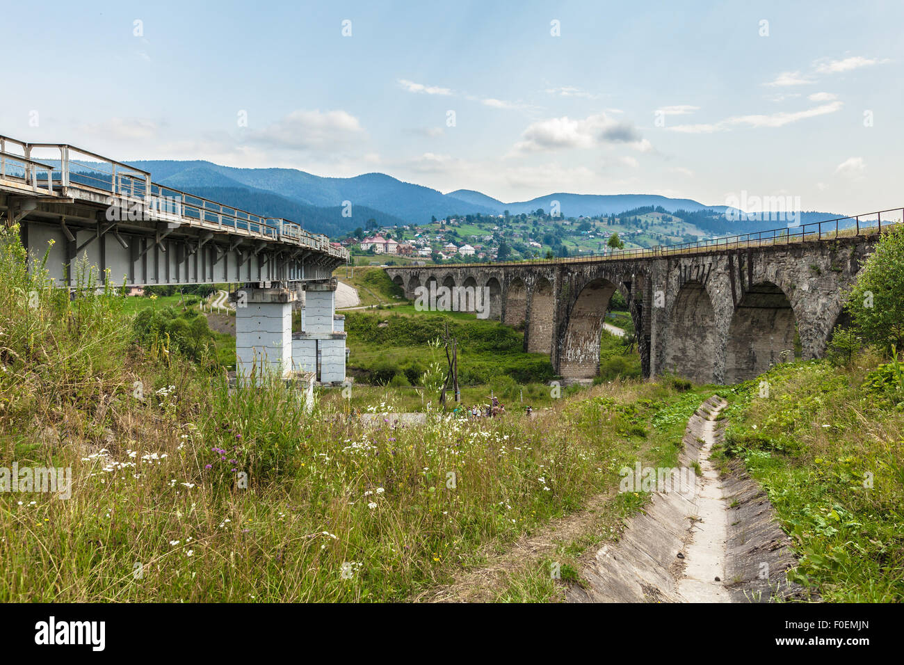Old Austrian bridge viaduct in the Carpathians Stock Photo - Alamy