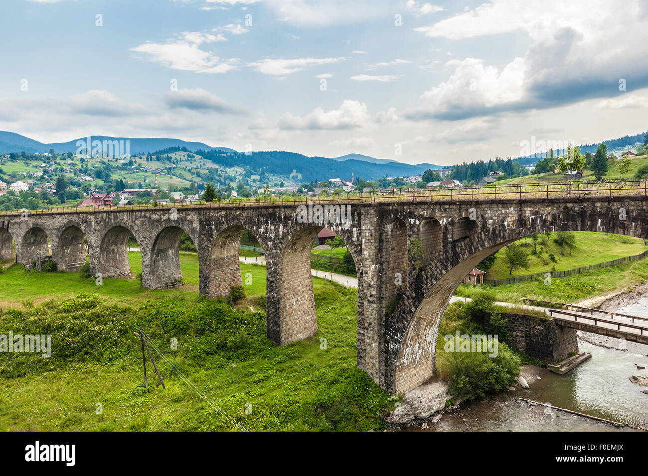 Old Austrian bridge viaduct in the Carpathians Stock Photo - Alamy