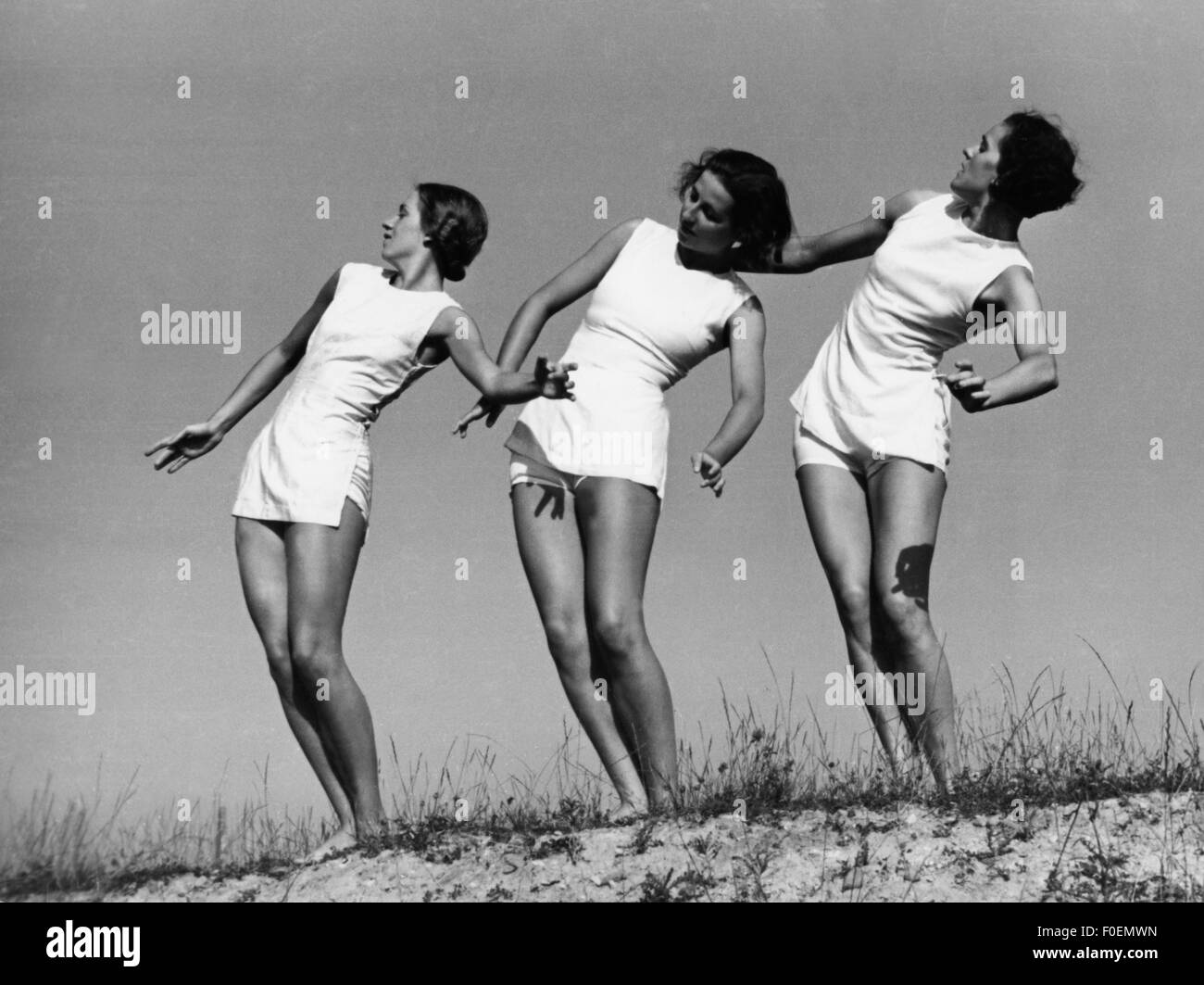 sports, gymnastics, three women doing gymnastic exercises, Laban school ...