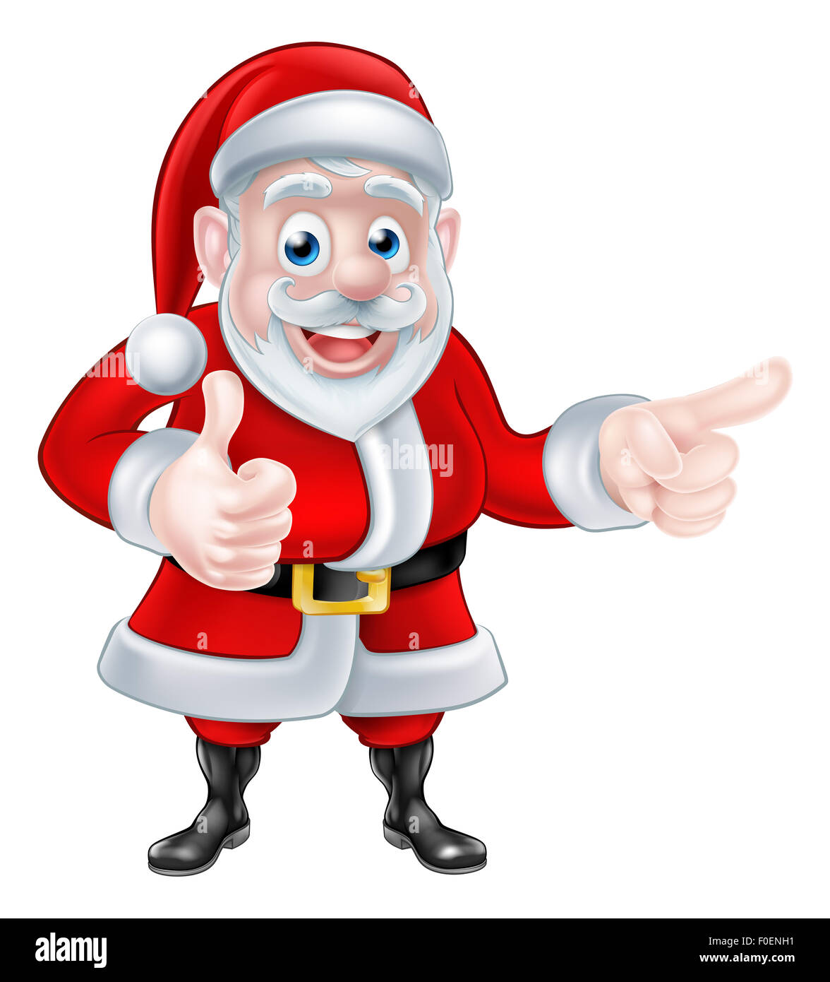 A Christmas cartoon illustration of Santa Claus pointing and doing a ...