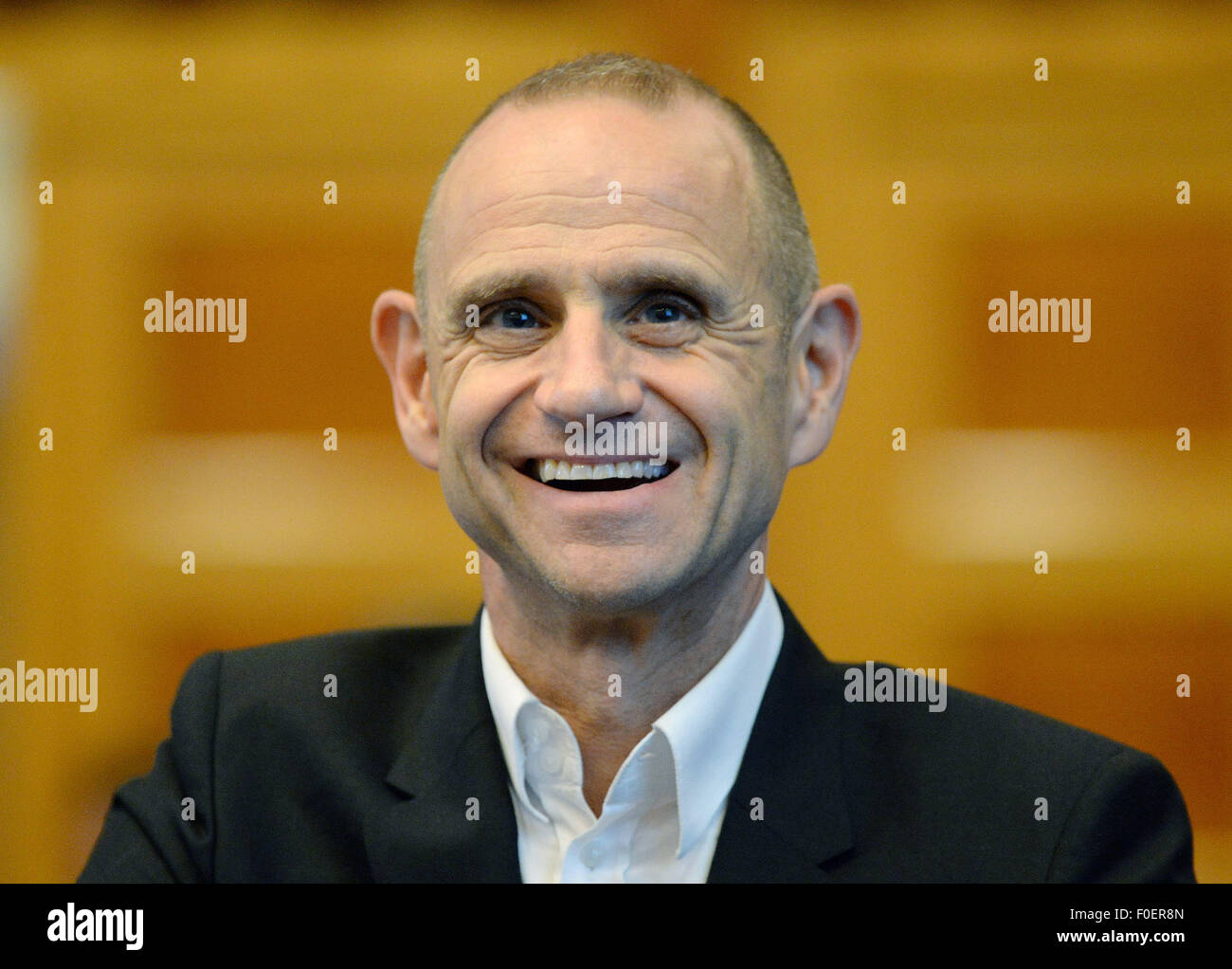 Prague, Czech Republic. 13th Aug, 2015. BBC anchorman Evan Davis speaks ...