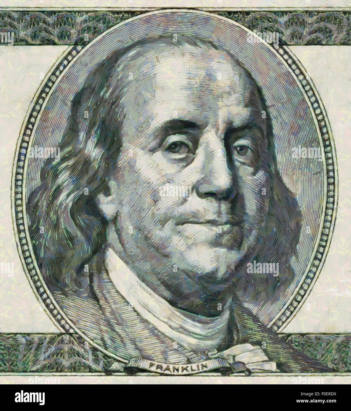 Portrait Benjamin Franklin (1706 - 1790), American politician, diplomat, polymath, inventor ...
