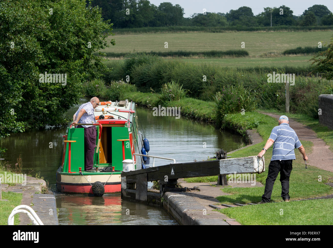 The Worcester and Birmingham Canal at Stoke Locks near Whitford Bridge ...