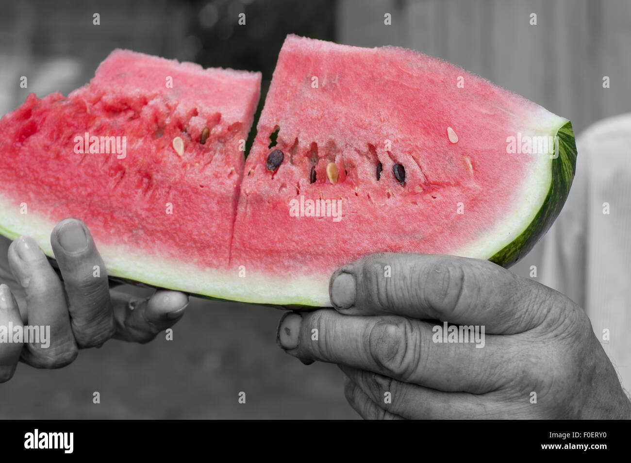 Hands With Watermelon Stock Photo - Alamy