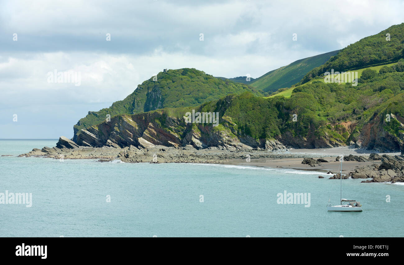 Crock Point with Duty Point behind, Woody Bay, North Devon Coast Stock ...