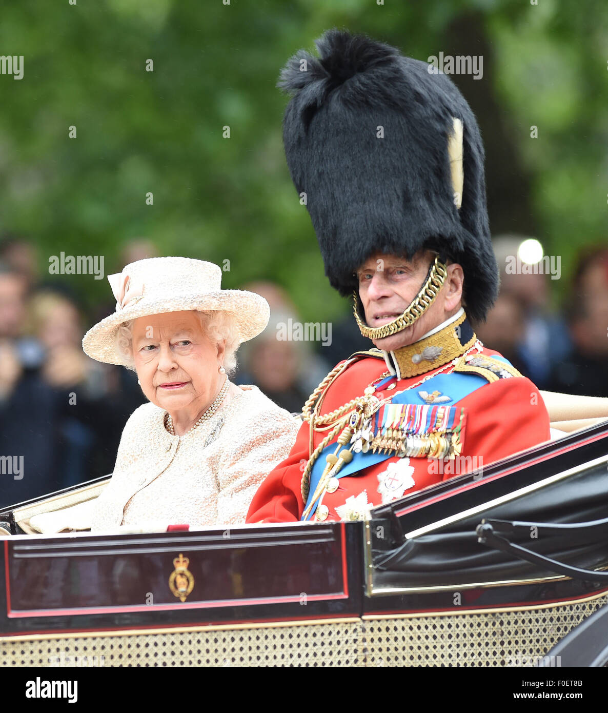 Queen Elizabeth II Seen on parade making her way to horse guards parade ...