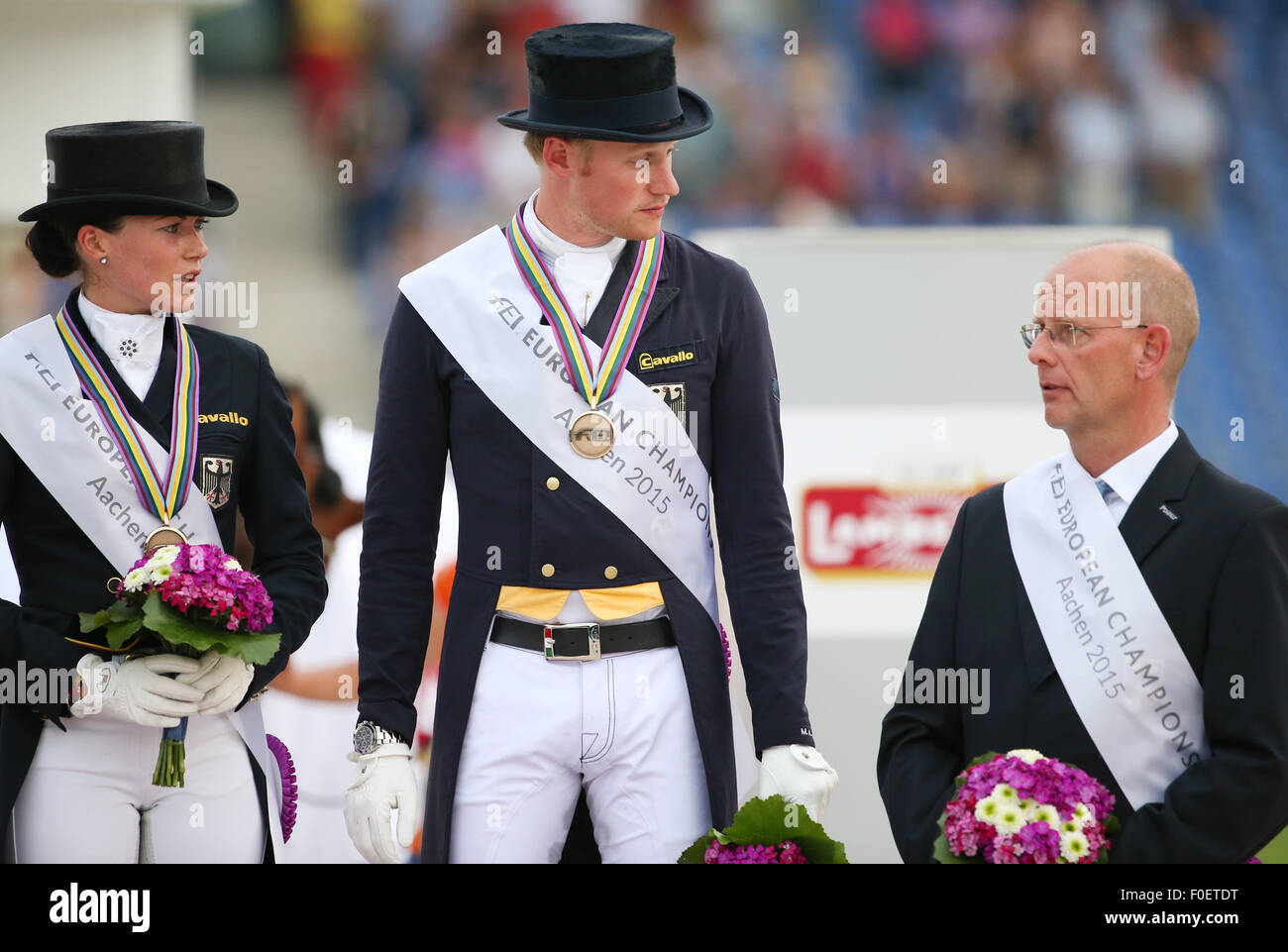 Aachen, Germany. 13th Aug, 2015. Bronze medal winnner Kristina Broering ...