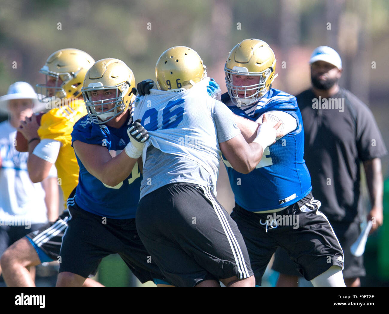 San Bernardino, CA. 10th Aug, 2015. UCLA running back (51) Alex Redmond ...