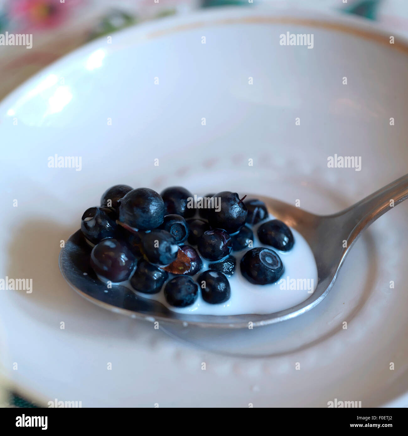 Berries With Milk Stock Photo - Alamy