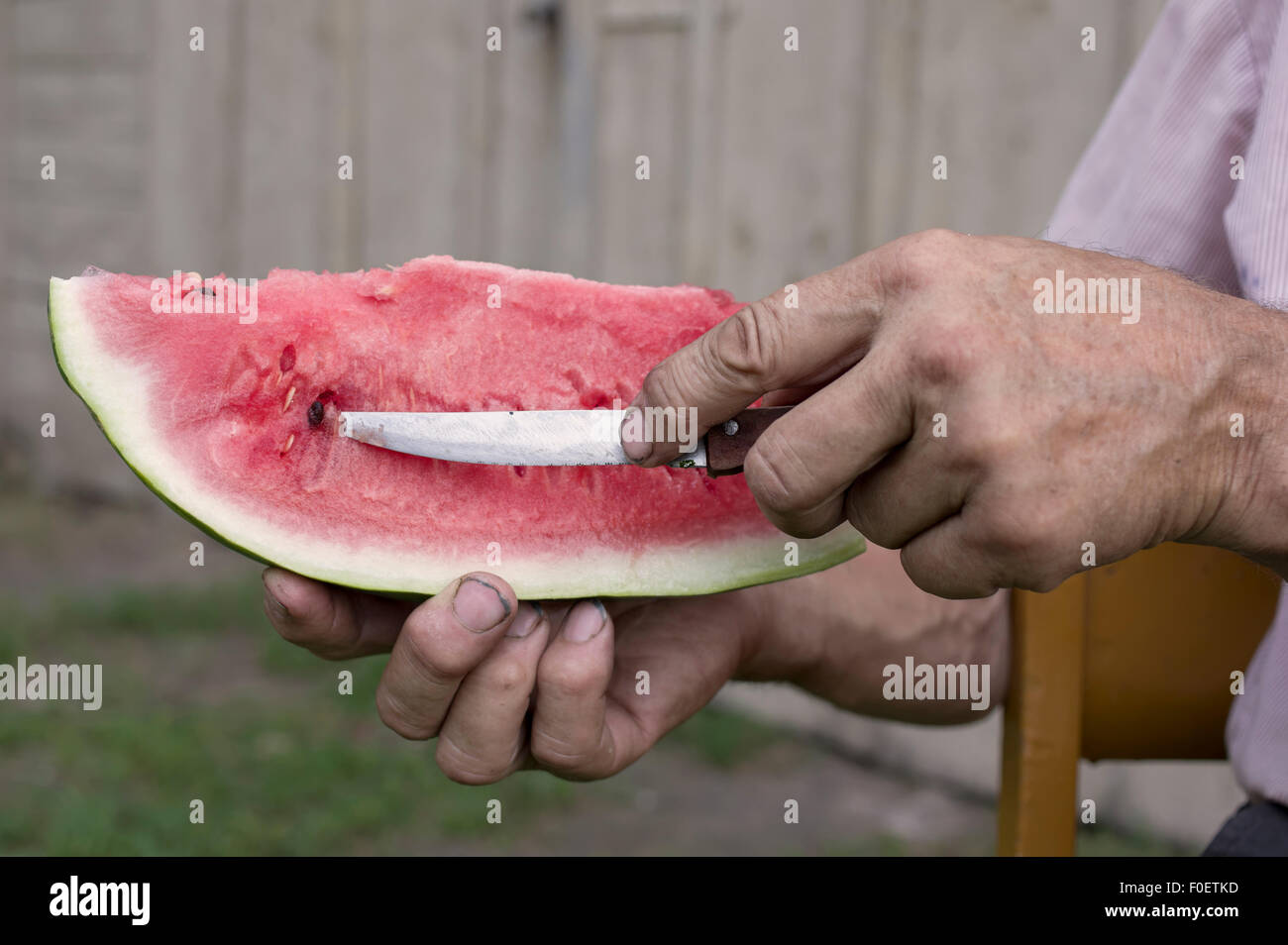 Hand With watermelon Stock Photo - Alamy