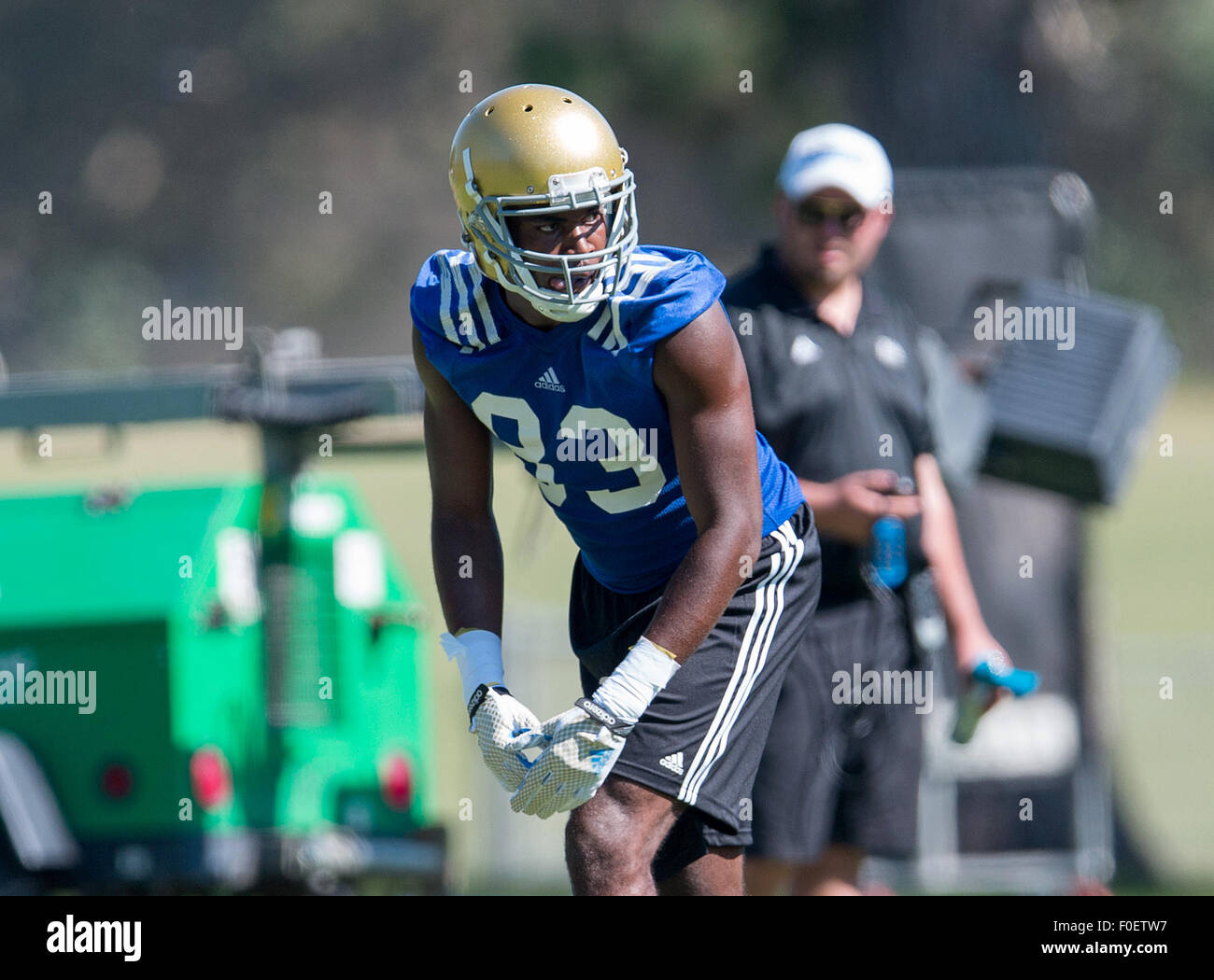 San Bernardino, CA. 10th Aug, 2015. UCLA receiver (83) Alex Van Dyke ...