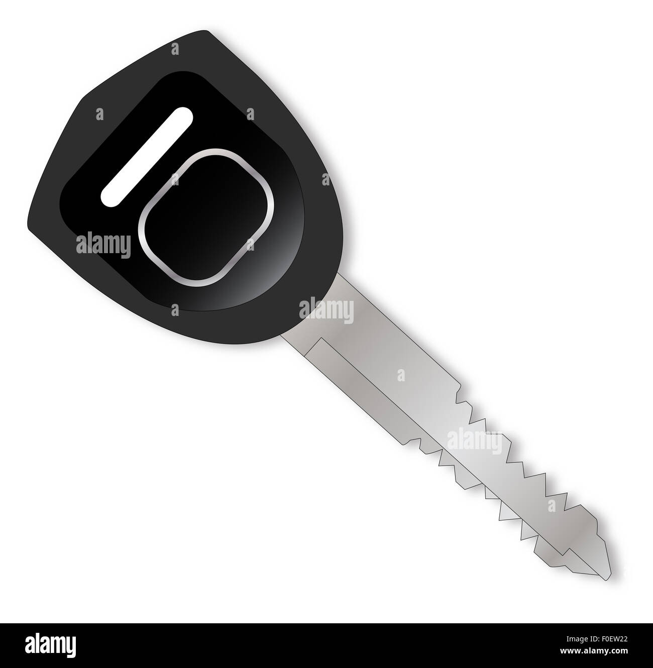 A typical automobile ignition key isolated on a white background Stock ...