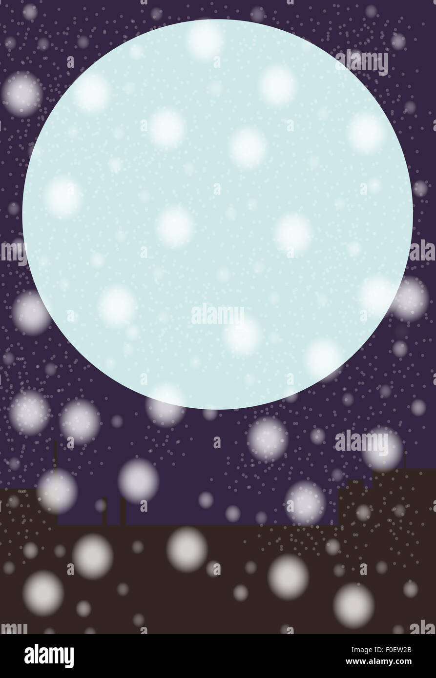 A snowing background with a blue full moon Stock Photo - Alamy