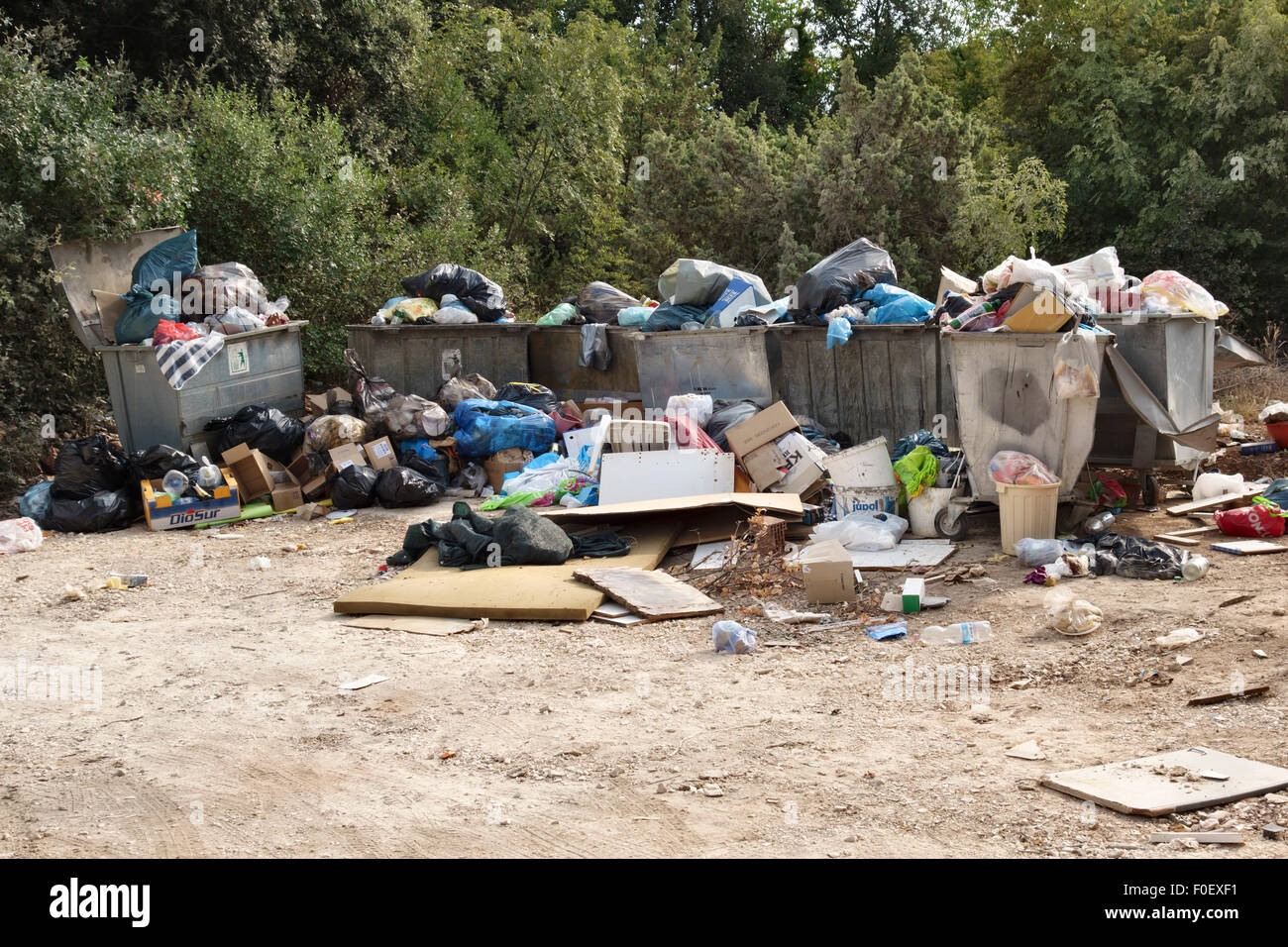 Istria, Croatia. The village rubbish dump in a rural area, where refuse ...