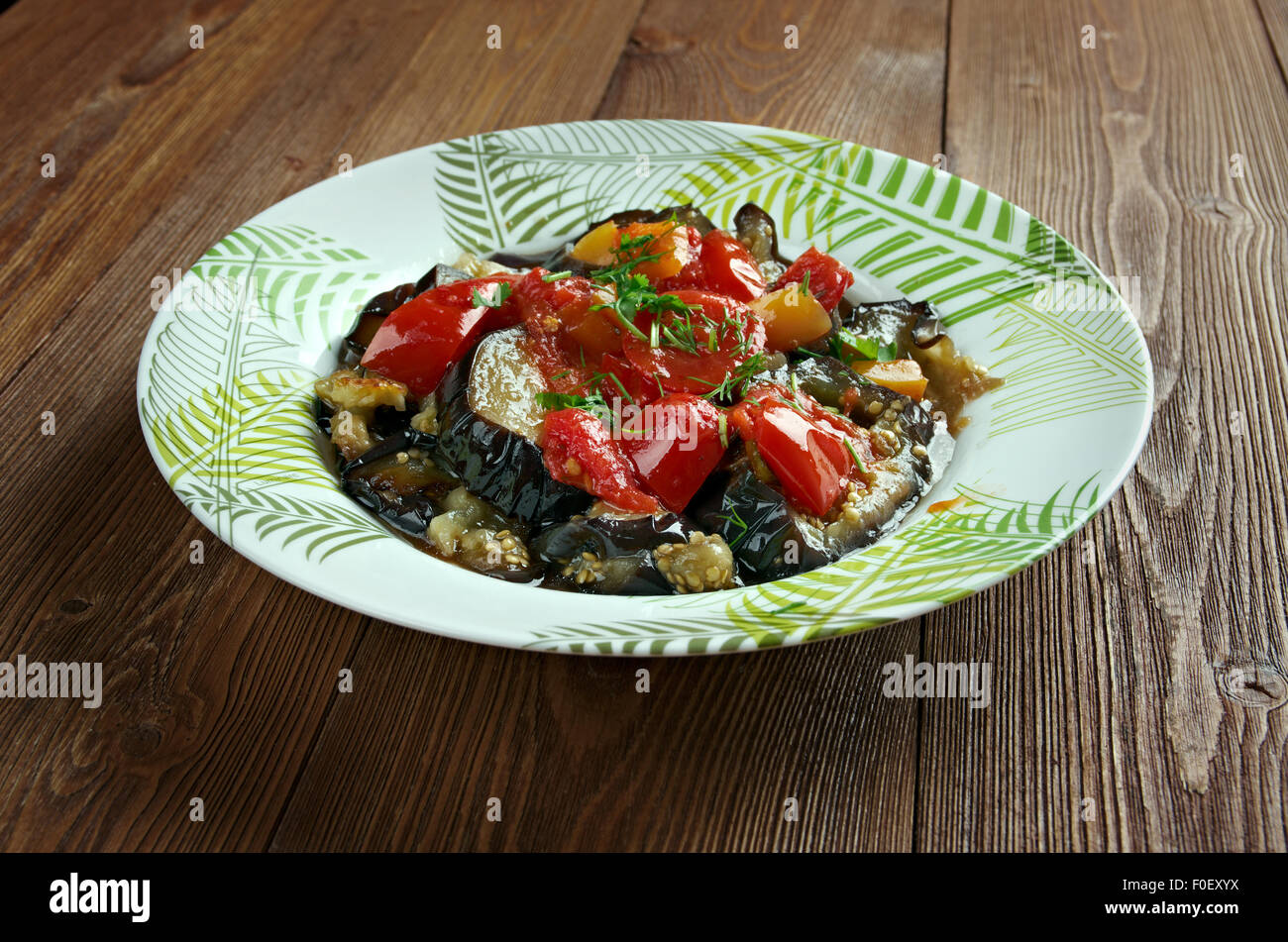 Tombet - traditional vegetable dish from Majorca. sliced aubergines and ...