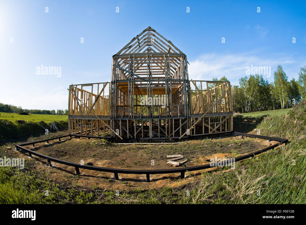 horizontal photo building site frame house on nature Stock Photo - Alamy
