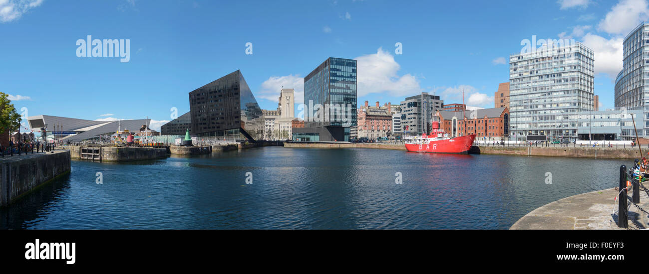 Panorama of Canning Dock in Liverpool showing the new buildings on Mann ...