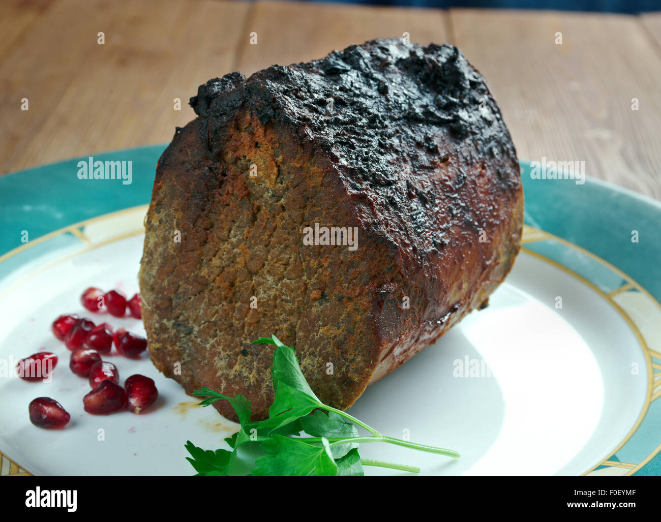 Roast Scotch Fillet - baked meat on Scottish Stock Photo - Alamy