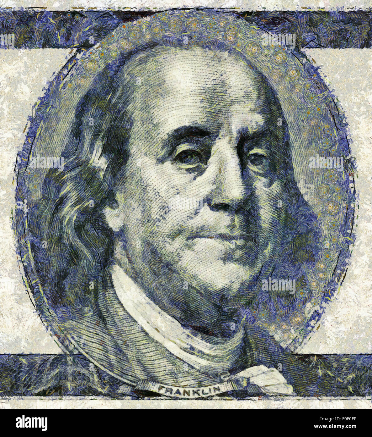 Portrait Benjamin Franklin (1706 - 1790), American politician, diplomat, polymath, inventor ...