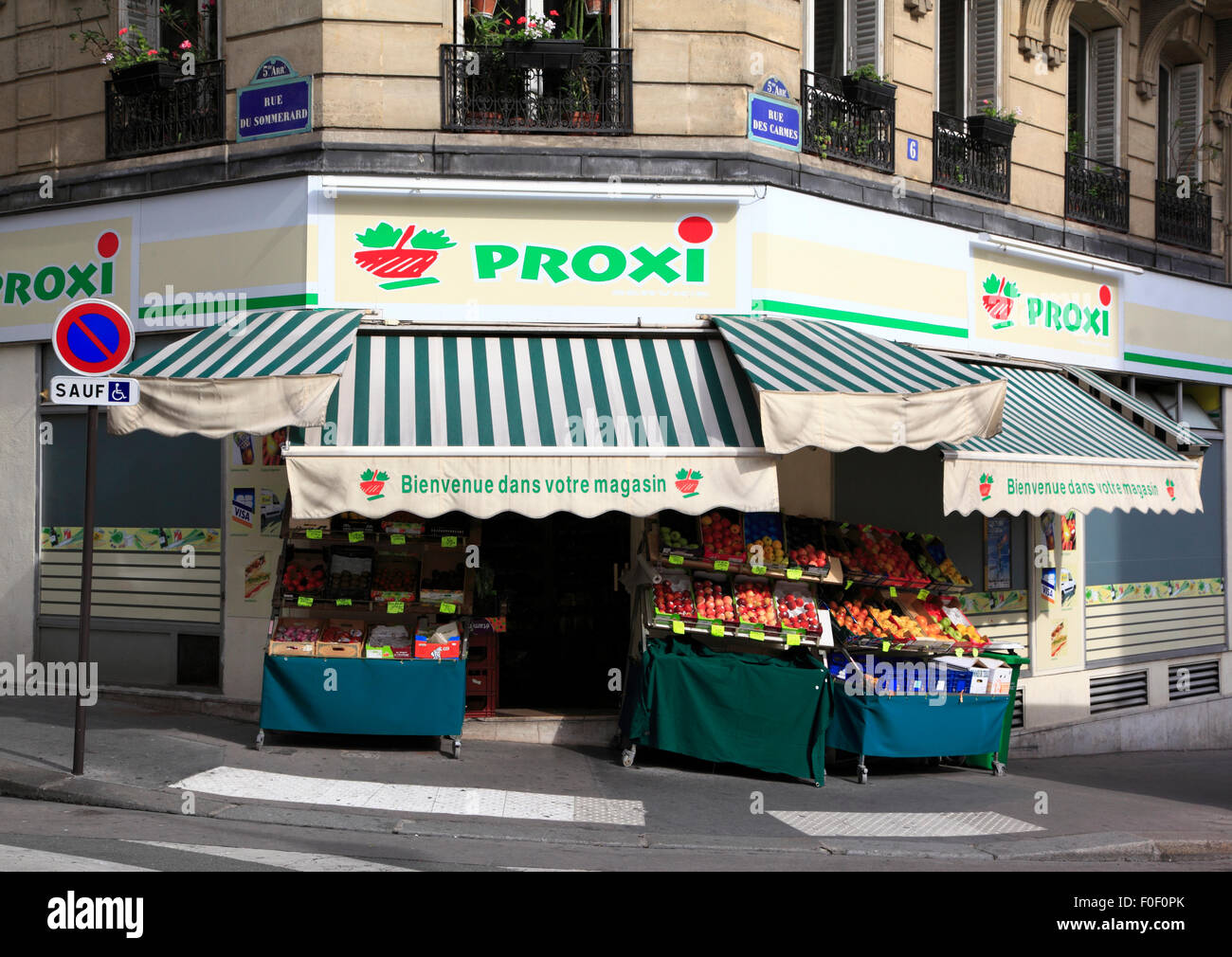 Small French supermarket or corner shop in Paris, France, Europe Stock ...