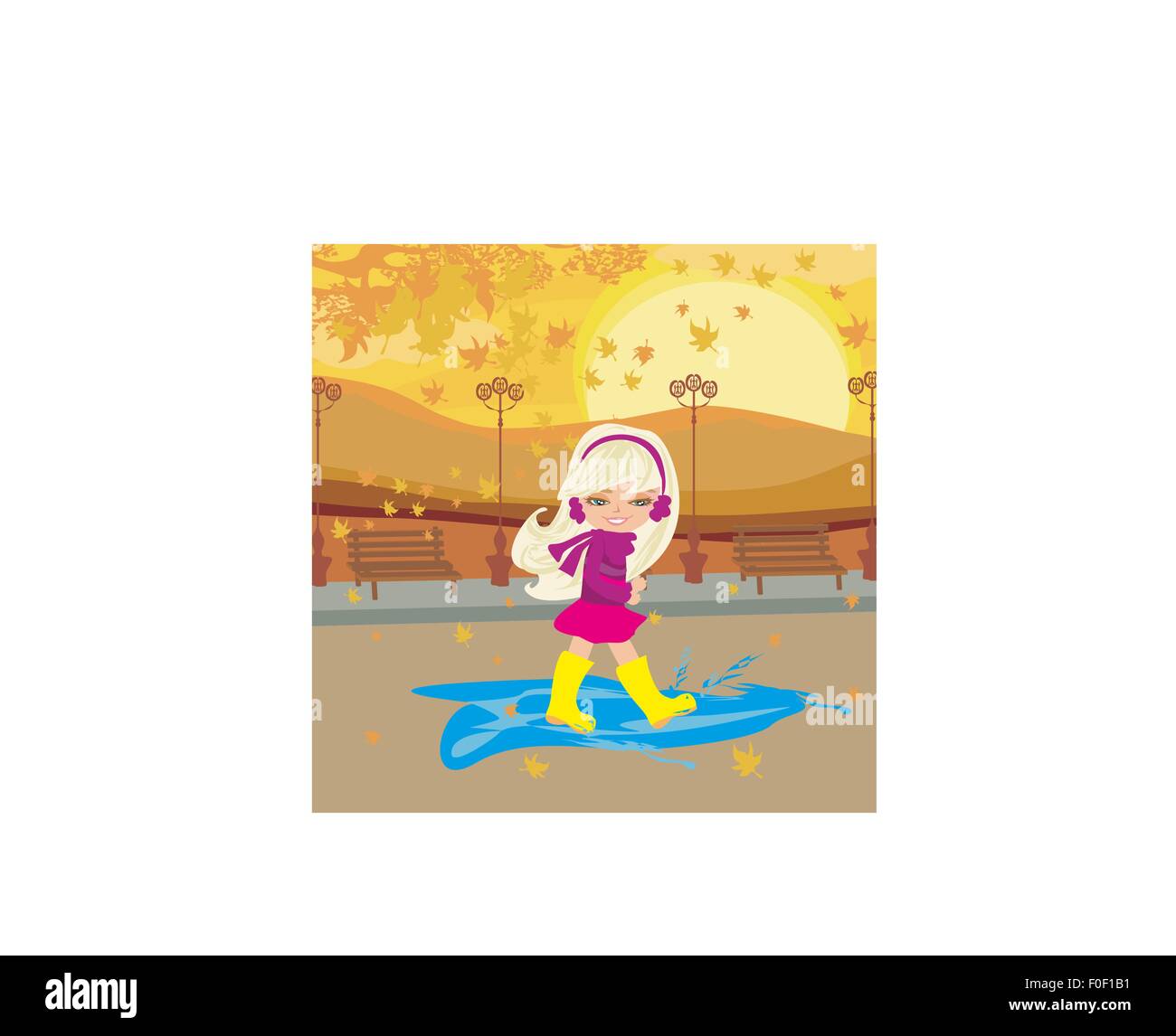 Autumn road in garden Stock Vector Images - Alamy