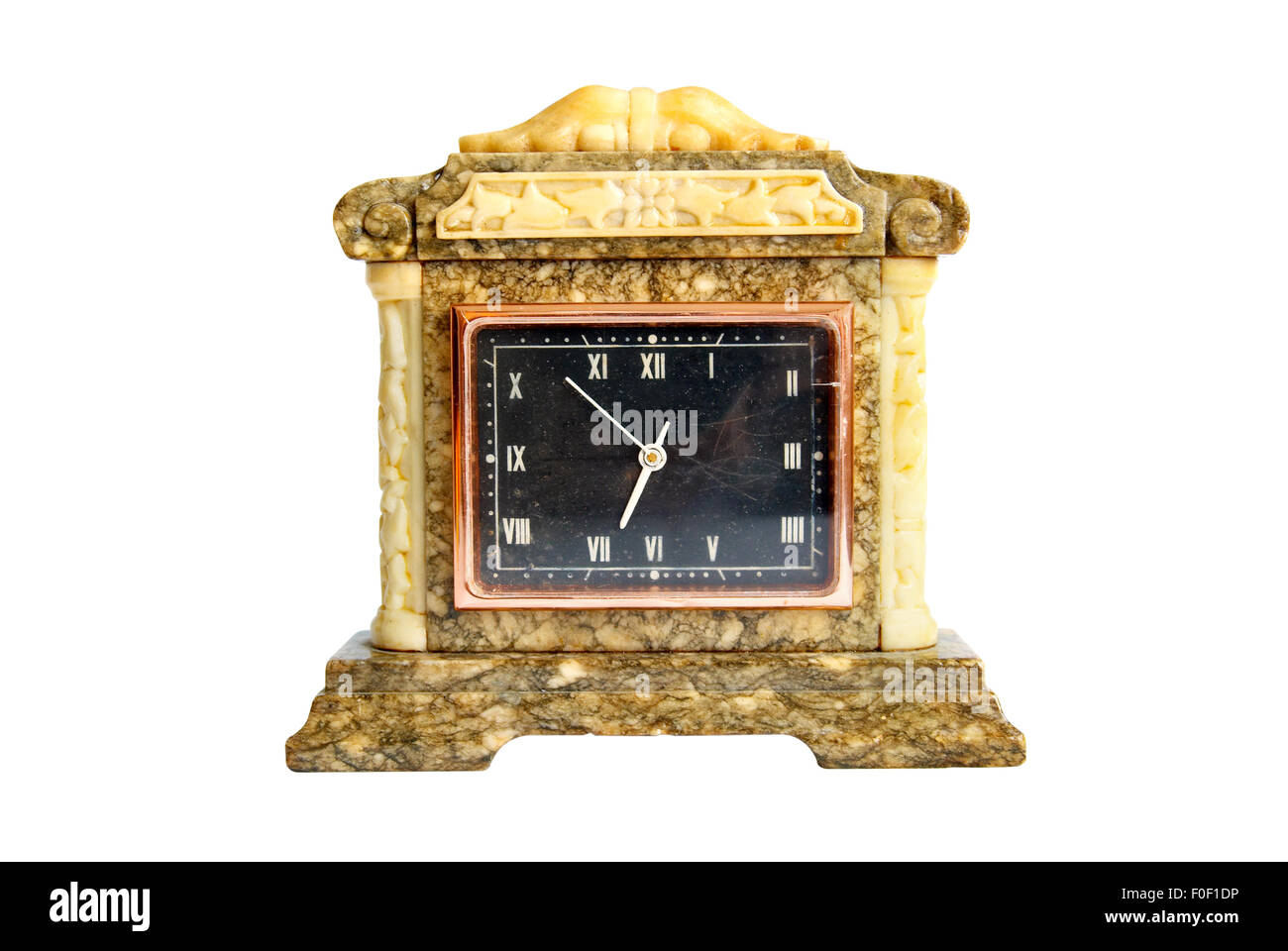 Old table clock isolated on white Stock Photo - Alamy