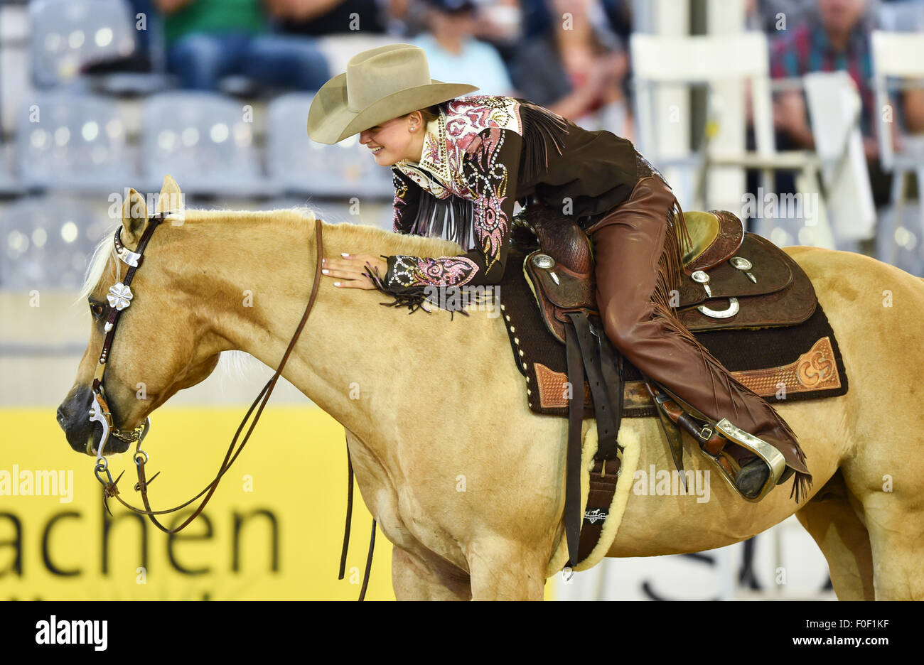 Aachen, Germany. 14th Aug, 2015. Gina Schumacher of Germany rides her ...
